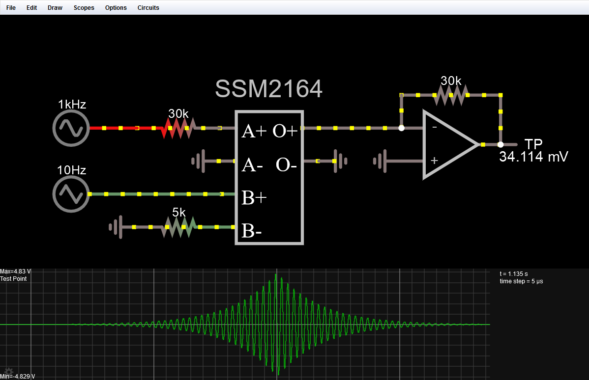 SSM2164 in CircuitJS